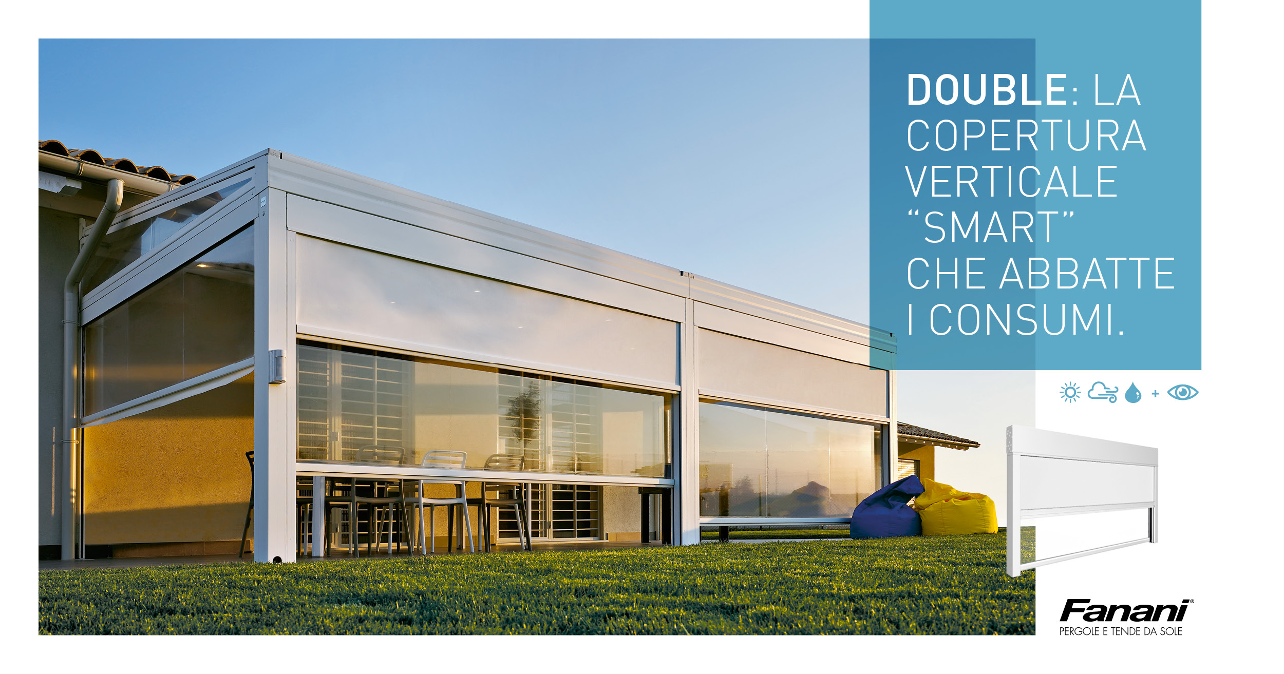 Double: la copertura verticale “smart” che abbatte i consumi. Fanani Tende